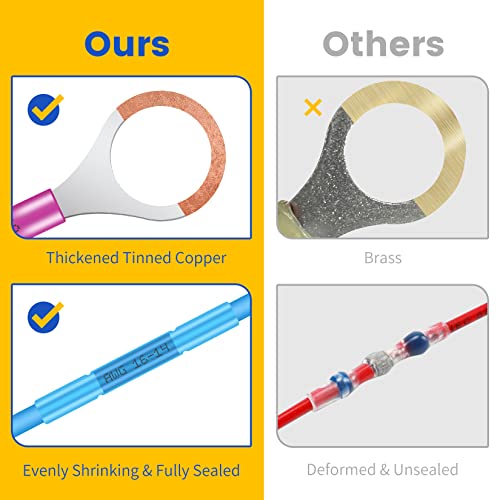 620PCS Heat Shrink Wire Connectors,Heat Shrink Butt Connector,Self-Welding Marine Waterproof and Wear-Resising Connector Terminal Insulation Ring Butt Connector