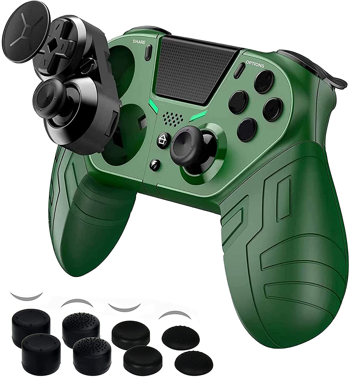 COWBOX 【2021 Upgraded Version】 PS4 Controller with 3 Programmable Back Buttons and 1 Sensitivity-Control Back Button, Game Controller Remote with Turbo/Gyro/HD Dual Vibration/Touch Panel/LED