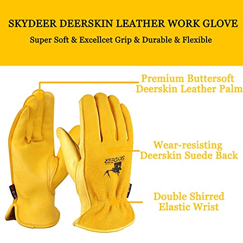 SKYDEER Full Super Soft Deerskin Leather Work Gloves (SD2212/L)