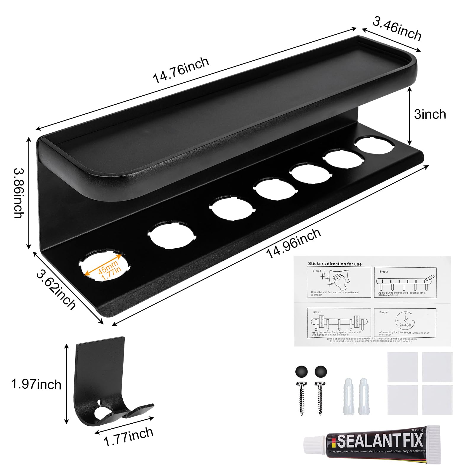 AIYIMIMI Storage Holder for Dyson Curling Iron, Hair Dryer Holder Wall Mounted Rack for Storage Dyson Airwrap Attachments, for Bathroom, Bedroom and Hair Salon, 2 Installation Methods