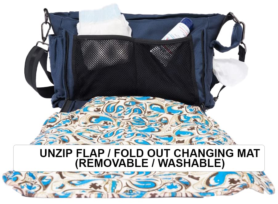E.C.Knox Diaper Bag Backpack/Tote, with Built-in Baby Wipes Dispenser, Fold-Out Changing Pad, Stroller Hooks, 15 Pockets, Durable Nylon with Zip-Out Washable Canvas Lining, White