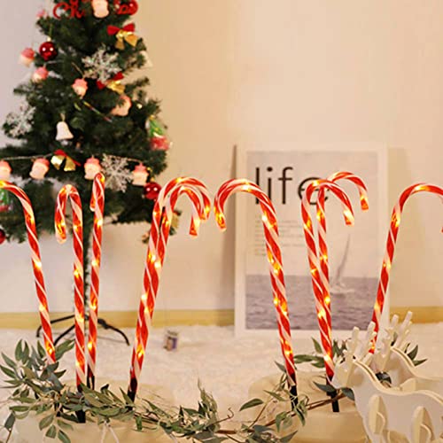 Christmas Candy Cane Lights,LED Christmas Candy Cane Lights, Fairy Landscape Lighting Outdoor Garden Pathway Yard Lawn, Lamp Home New Year Xmas Decoration 10pcs