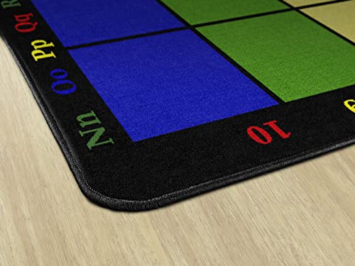 Flagship Carpets Learning Grid Colorful Numbers and Letters Kids Seating Area Rug for Classroom, Play Area Mat, Home Learning or Kids Room Carpet, 5'10" x 8'4", Seats 24