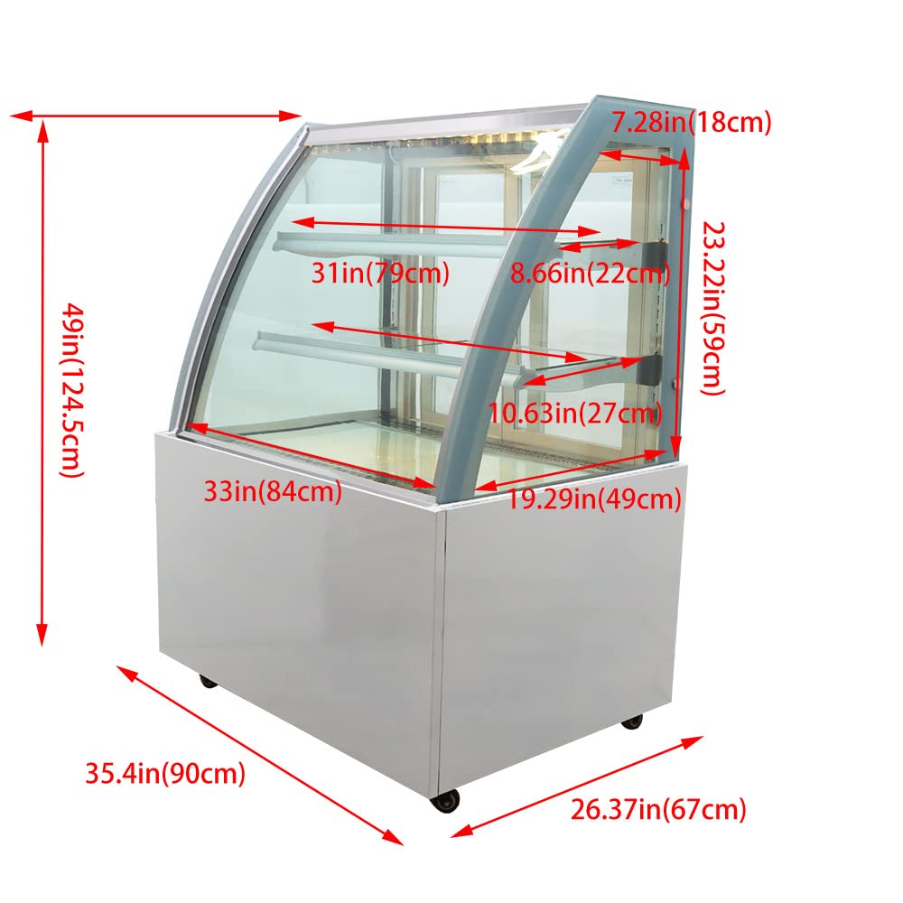 HayWHNKN 48inch Refrigerated Display Case Floor Type Commercial Cake Cooler Showcase Bakery Cabinet Display with Demist Equipment 220v