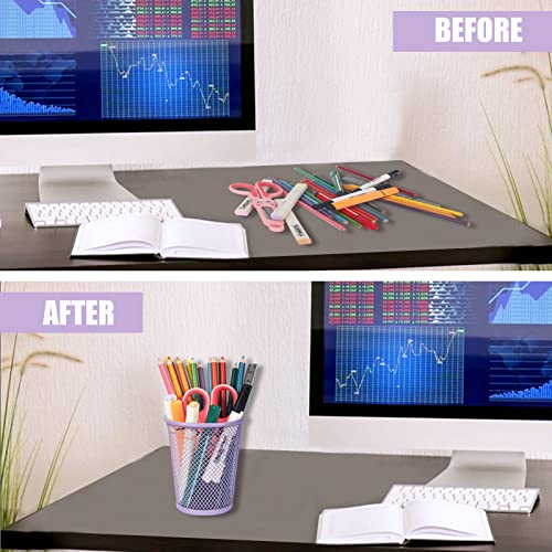 Banshou Pencil Holders,Mesh Pen Holder for Desk,Purple Round Pencil Holder for School,Home,Office and other Office Desk Organizers (Purple 6Pack)