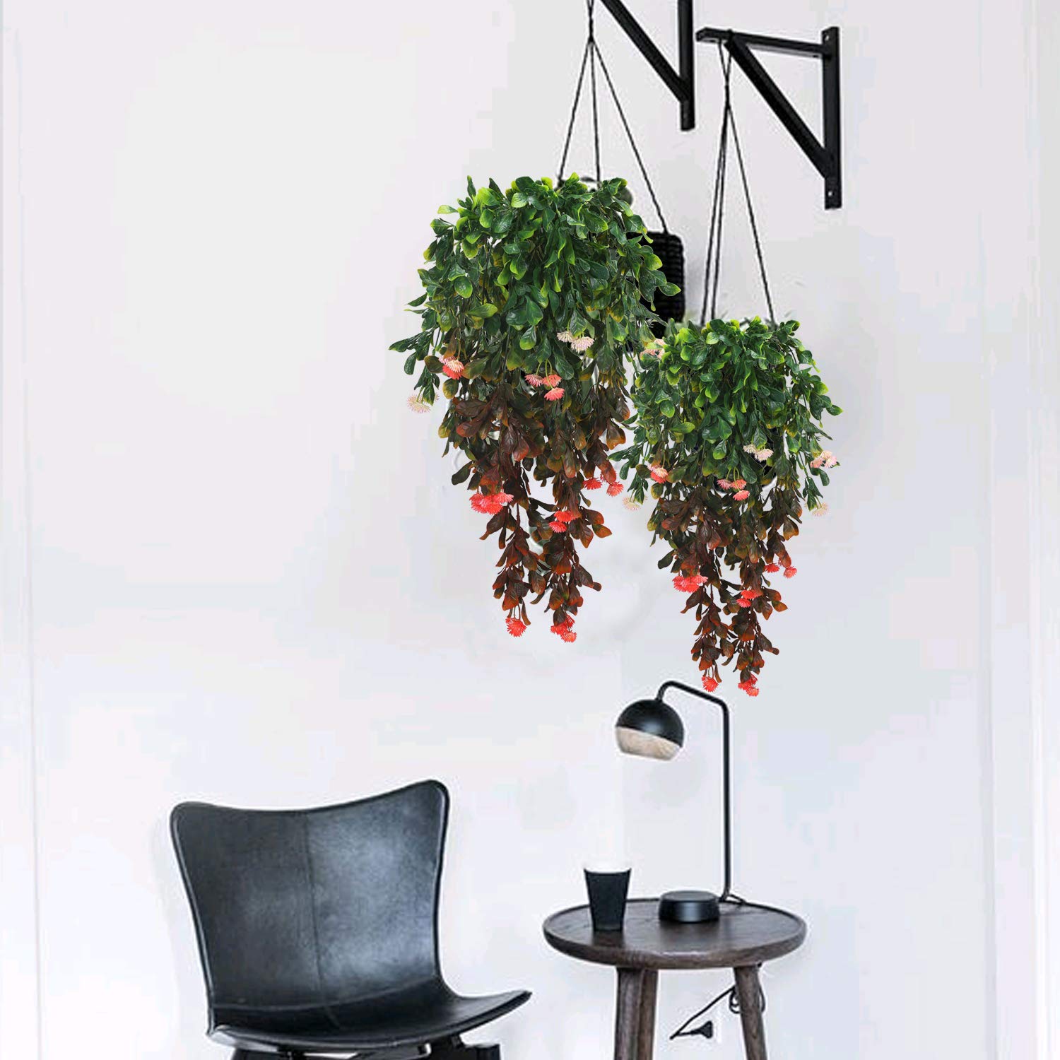 NAHUA 2PCS Artificial Hanging Plants Vines Fake Faux Ivy Leaf Plants Green Vine Wall Hanging Leaves for Kitchen Home Garden Wedding Party Office Decoration