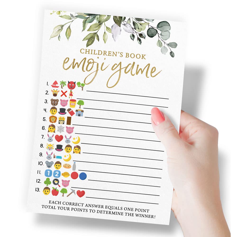 Printed Party Baby Shower Games for Boy or Girl β 4 Games and Activities, Botanical Greenery Theme, 30 Guests