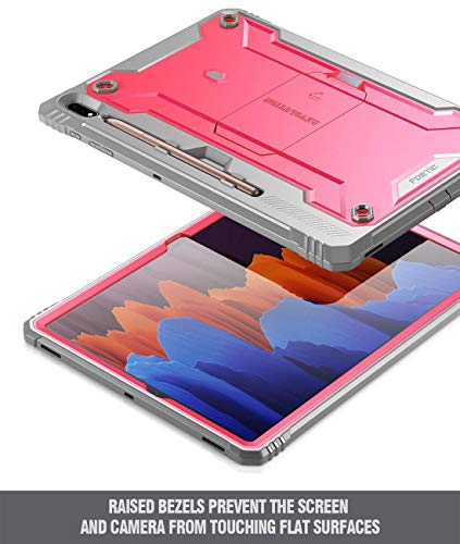 Poetic Revolution Case Designed for Galaxy Tab S7 Plus 2020 / S8 Plus 2022 12.4 inch, Full-Body Heavy Duty Case with S Pen Holder, Support S Pen Wireless Charging,Built-in-Screen Protector, Pink
