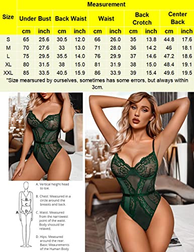 Avidlove V Neck Lingerie Lace Bodysuit Teddy See Through Babydoll