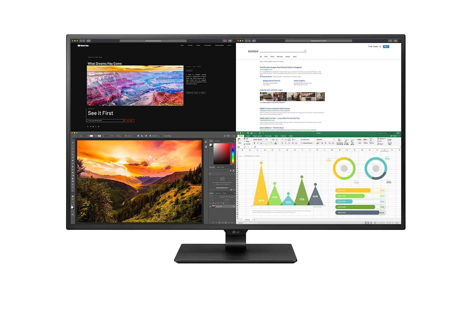 LG 43â IPS UHD 4K Monitor with USB Type-C, 4 HDMI, OnScreen Control, Remote & HDCP 2.2 Compatible, Black (43BN70U-B) (Renewed)