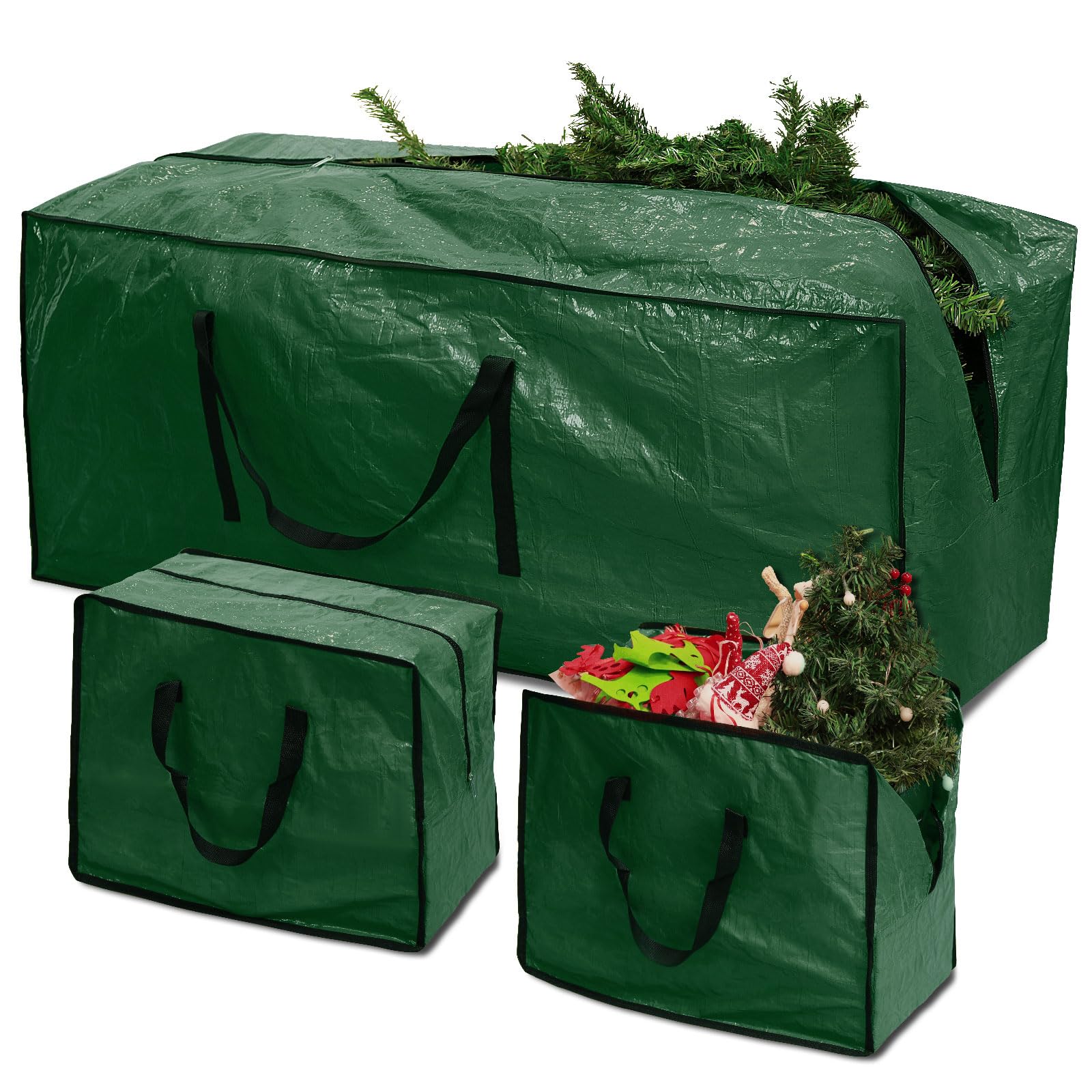 RICHIE Christmas Tree Storage Bag 9 ft, Fits Up to 9 Foot Artificial Trees, Plastic Water Resist Xmas Tree Bag, Reinforced Handles & Zippered & Durable, Holiday Decoration Storage Bags, Red