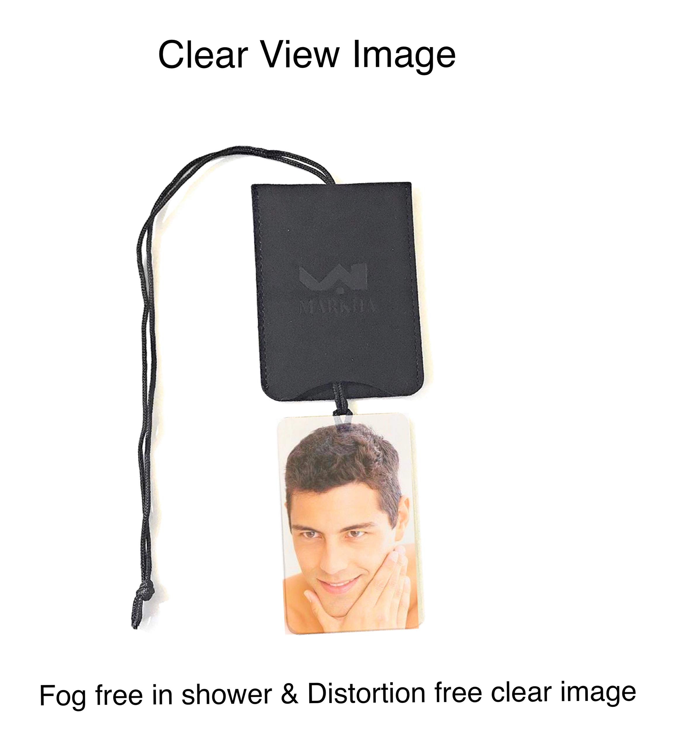 MARKHA Pocket Mirror for Men Women Unbreakable Stainless Steel Portable Mirror (Purse Mirror-(Black))