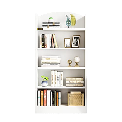 ALISENED 5 Shelf Bookcase, 47" Wood Tall Bookshelf and Bookshelves, Multifunctional Storage Organizer Shelving for Bedroom Library Living Room Home Office, White