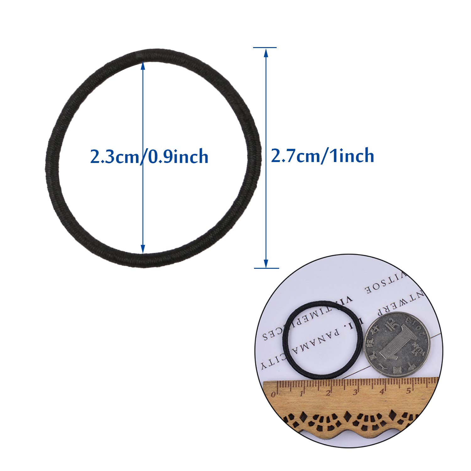 Driew Small Hair Ties, 200 pcs Mini Black Hair Ties Tiny Ponytail Holder Soft Elastic Rubber Bands Black