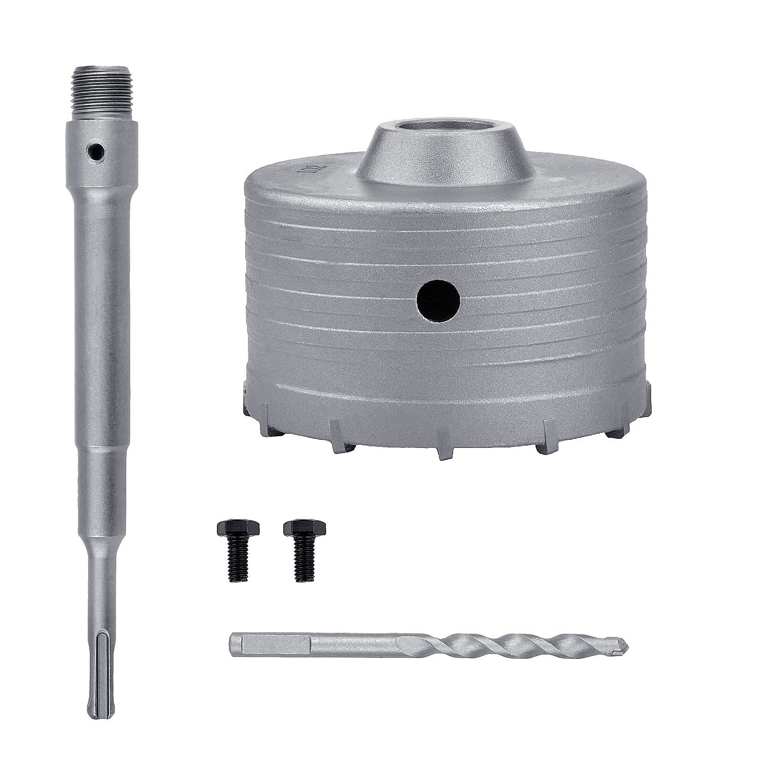 4 inch / 102mm Concrete Hole Saw with 220mm SDS Plus Shank Connecting Rod,GUICGOC Tungsten Carbide Teeth Cement Hole Saw for Cement Brick Concrete Stone Wall (4 inch / 102mm)