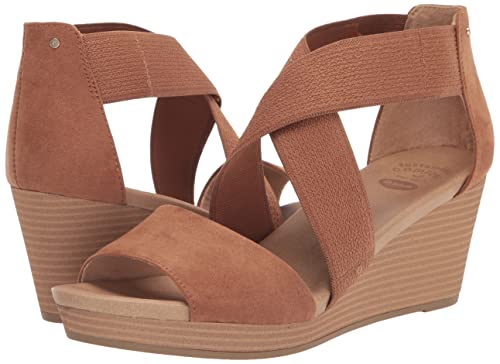 Dr. Scholl's Shoes Women's Barton Band Wedge Sandal, Brown Microfiber, 8.5