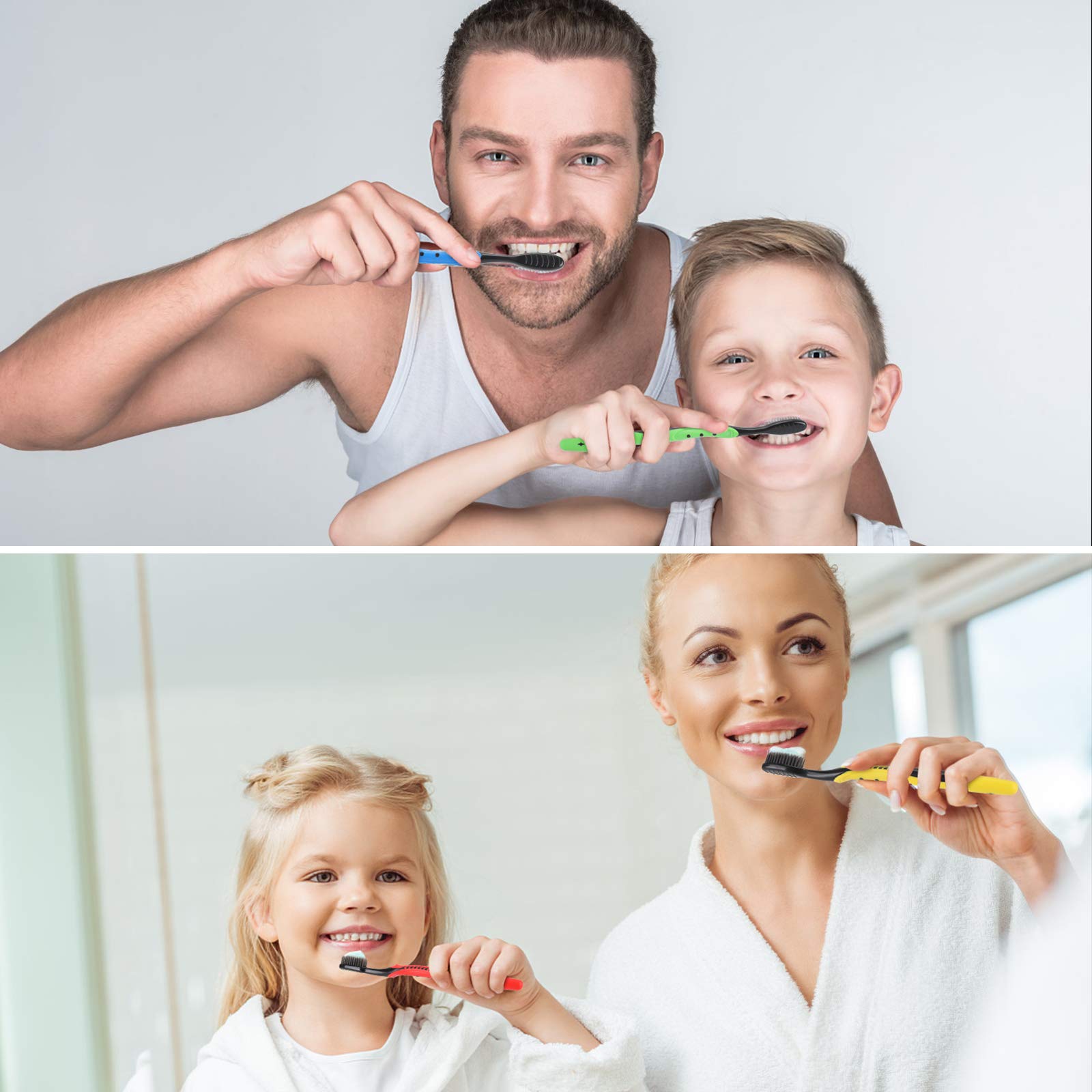QIPEXEII 6 Pack Bamboo Charcoal Toothbrush Ultra Soft Bristled Adult Toothbrush Micro-Nano Manual Toothbrushes with 20,000 Soft Bristled