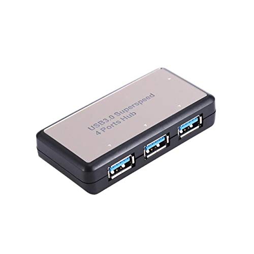 Lysee Data Cables - 3.5cm USB 3.0 Multi 4 Ports 5Gbps High Speed USB3.0 Splitter Hub Adapter with DC 5V Power Port for PC Computer Accessories - (Color: Black)