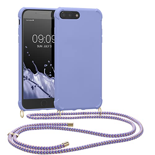 kwmobile Crossbody Case Compatible with Apple iPhone 7 Plus/iPhone 8 Plus Case - TPU Silicone Cover with Strap - Lavender