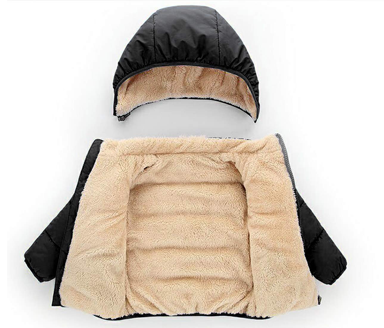 Happy Cherry Toddler Snowsuit Soft Thick Long Sleeve Jacket with a Removable Hooded Zipper Clothing Black Large