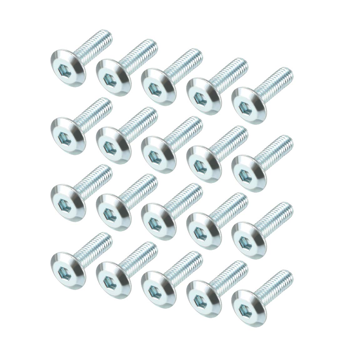 uxcell M6x20mm Furniture Bolts Hex Socket Screws Fastener Zinc Plated 20pcs