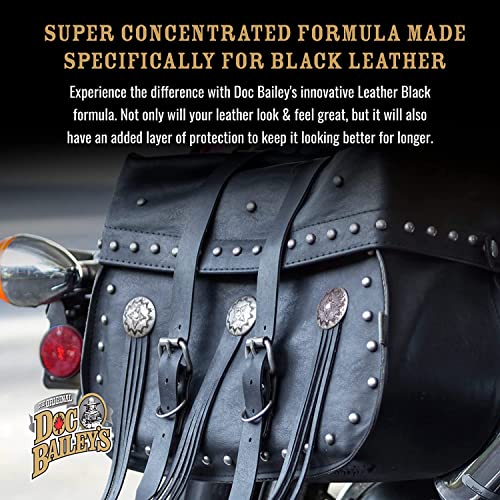 Doc Baileys Black Leather Detail Kit - Restore Your Black Leather & Vinyl Gear - Leather Cleaner, Conditioner, Waterproofer, & Protectant - Re-Dye & Maintain Your Favorite Leather to Look Like New