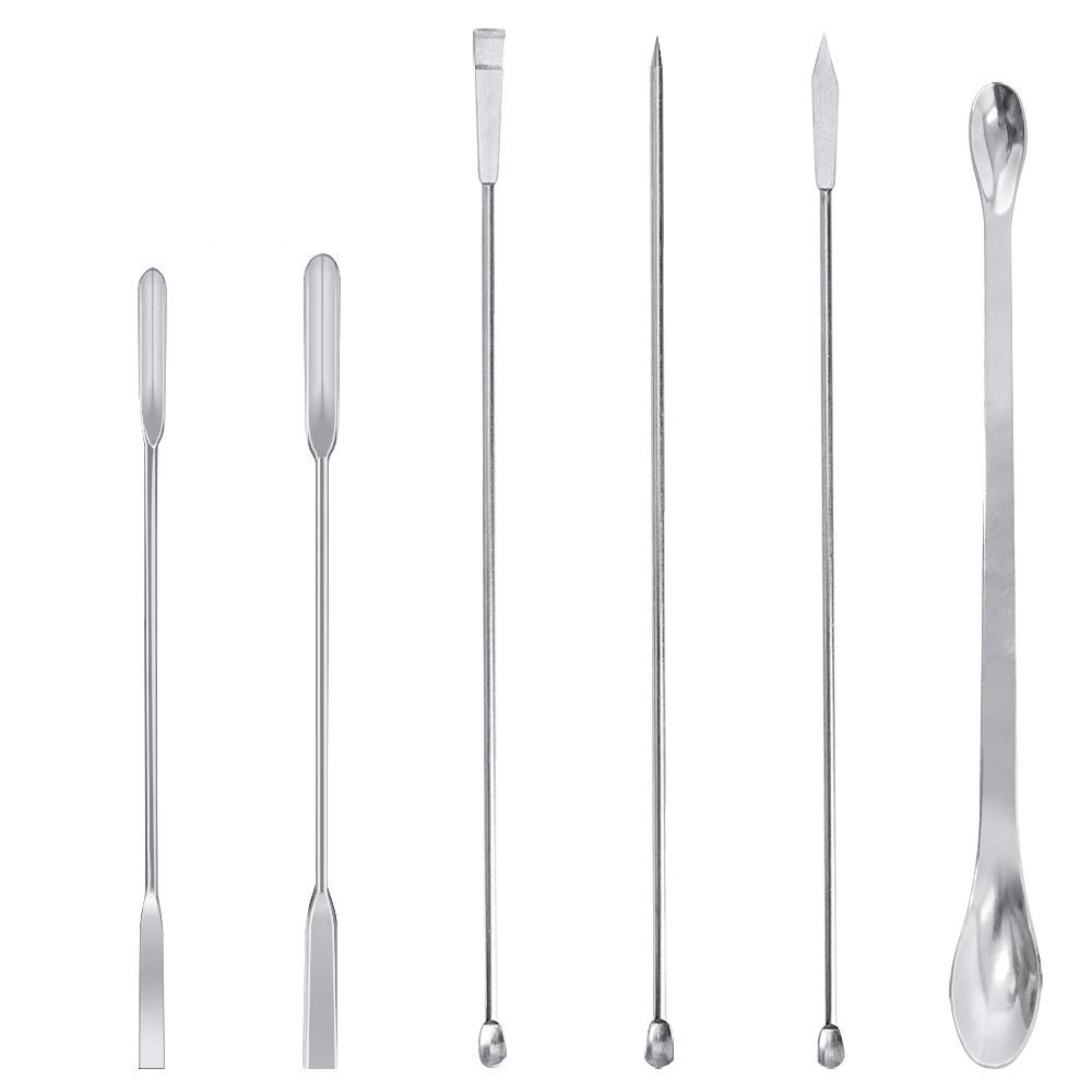 Squadare 6 Pack Micro SpatulaďźLab Scoop Spoon Capsule Filler for Powders Stainless Steel Gel Cap Filler