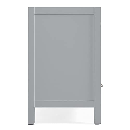 ARIEL 60" Grey Double Bathroom Vanity Base Cabinet, Double Sink Configuration, 4 Soft Closing Doors, 6 Full Extension Dovetail Drawers, Brushed Nickel