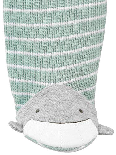 Simple Joys by Carter's Baby 2-Way Zip Thermal Footed Sleep and Play, Pack of 2, Mint Green Stripe/White Avocados, Newborn