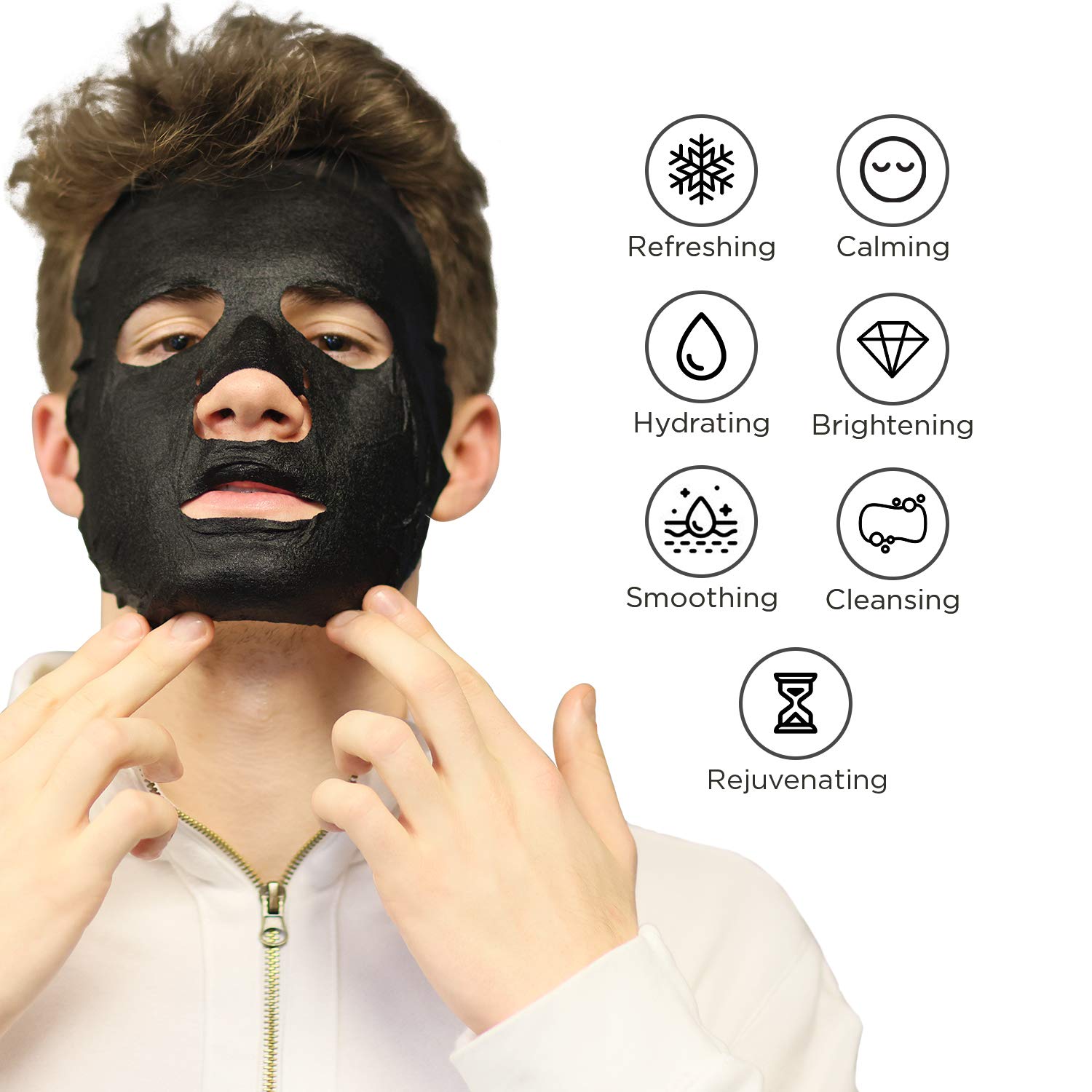 Shape28 Luxurious Face Mask For Men Skin Care Deep Cleansing Hydrating Face Mask Sheet 10 Sheets Minimize Pores Anti Aging Facial Mask