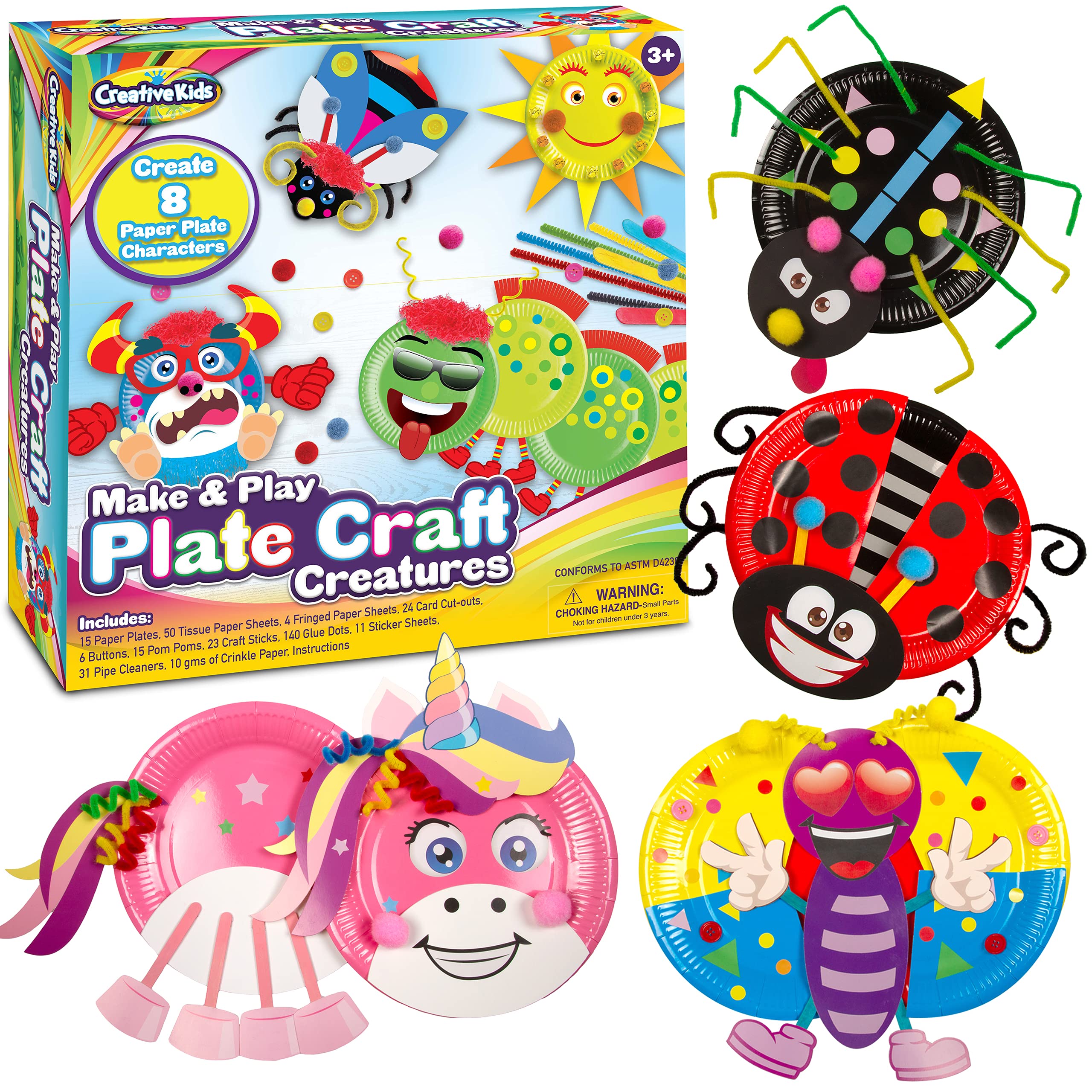 Creative Kids Make & Play Plate Craft Kit - Arts and Crafts Kit for Toddlers Ages 2, 3, 4, 5 Years Party Activity Kits for Toddler 3+