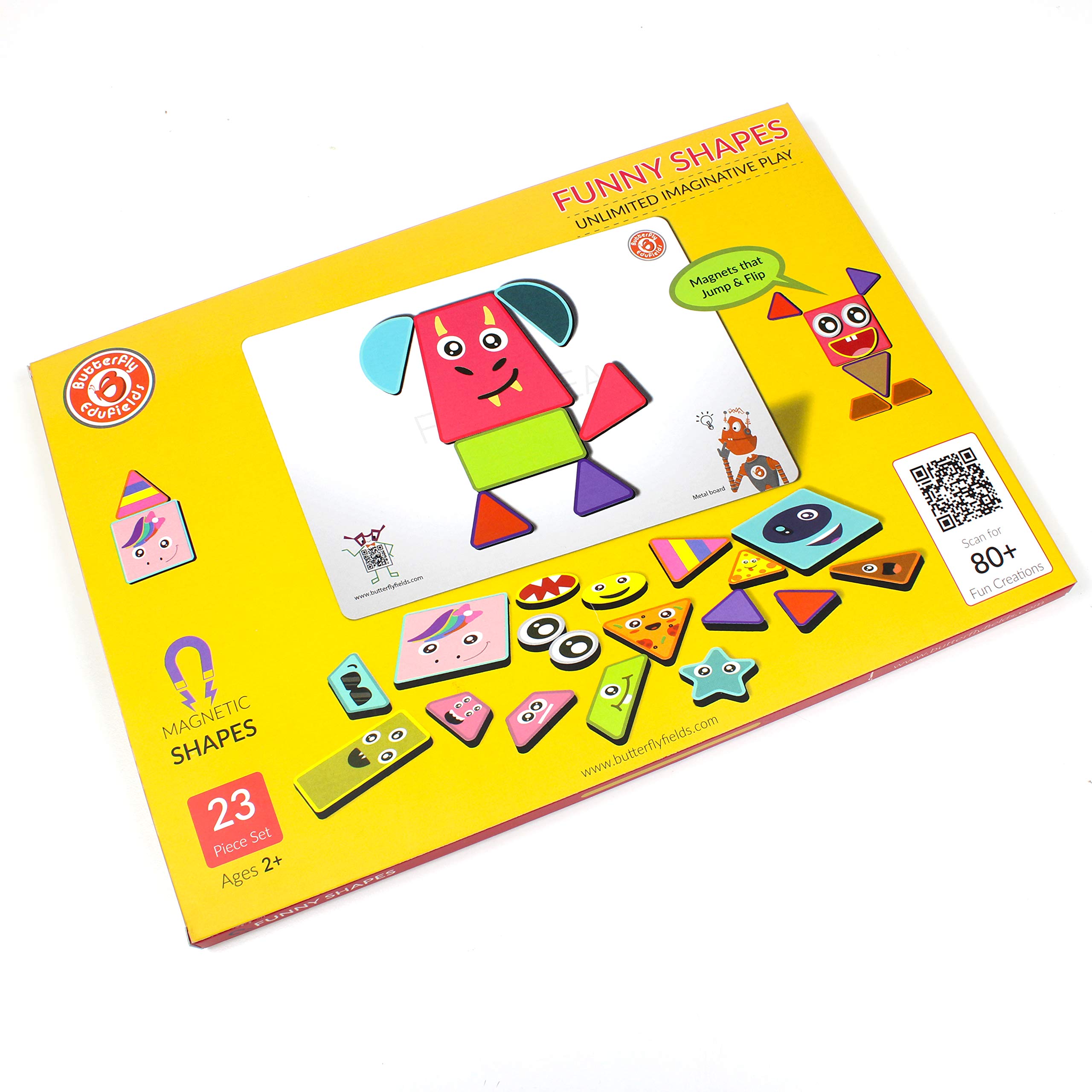 ButterflyEdufields 100+ Magnetic Puzzles for Kids 3 4 5 Years Old | Mix & Match Fun Shapes & Emoticons 100+ Play Challenges | Creative Birthday Gift for Kids