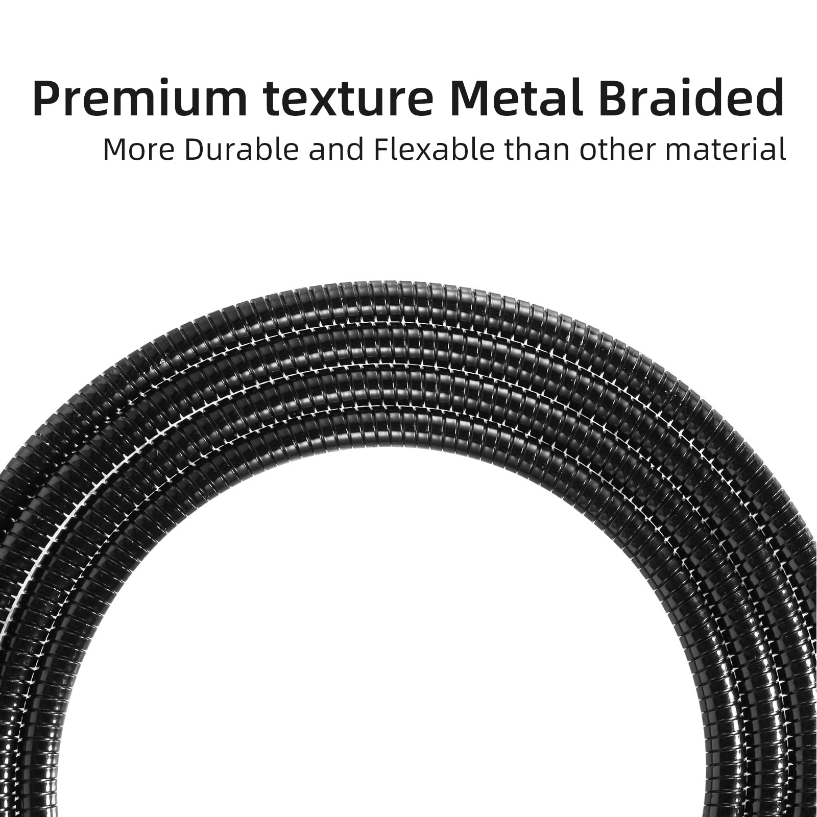 Sisyphy Metal Braided Surface Connect to USB-C Charging Cable (Bright Black 5ft), Compatible for Microsoft Surface Pro7 Go2 Pro6 5/4/3 Laptop3/2/1, Works with 45W 15V3A USBC Charger Power Supply