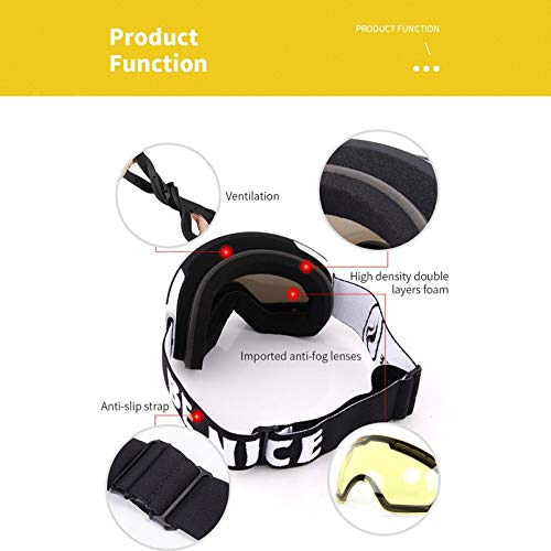 AHAKAC Magnetic Ski Goggles Snowboard Eyewear Double Layers Anti-Fog Cylindrical Ski Glasses Snow Goggles (Snowboard Goggles 01)