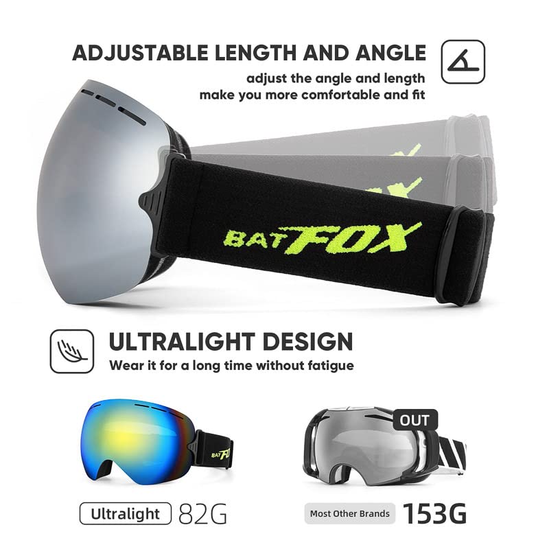 AHAKAC Ski Snowboard Goggles w/Luminous Refractive & VMD System UV Protection Anti Fog Snow Goggles Snowmobile Skiing Skating (Green)