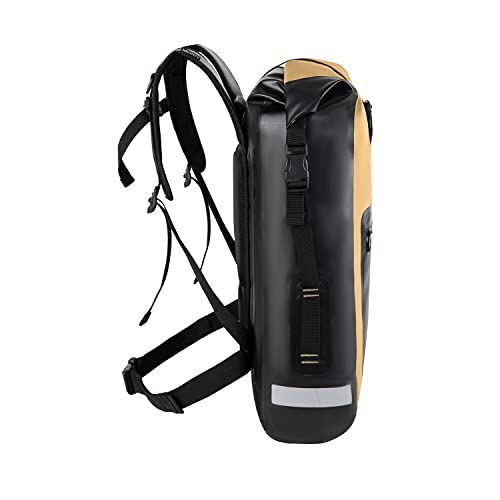 BRONZY Waterproof Backpack Dry Bag 30L Roll Top Closure With Front Zippered Pocket Heavy Duty Breathable Foam Padded Backing Heat Seal Finishing For Kayaking Camping Boating Hiking Beach (Khaki)