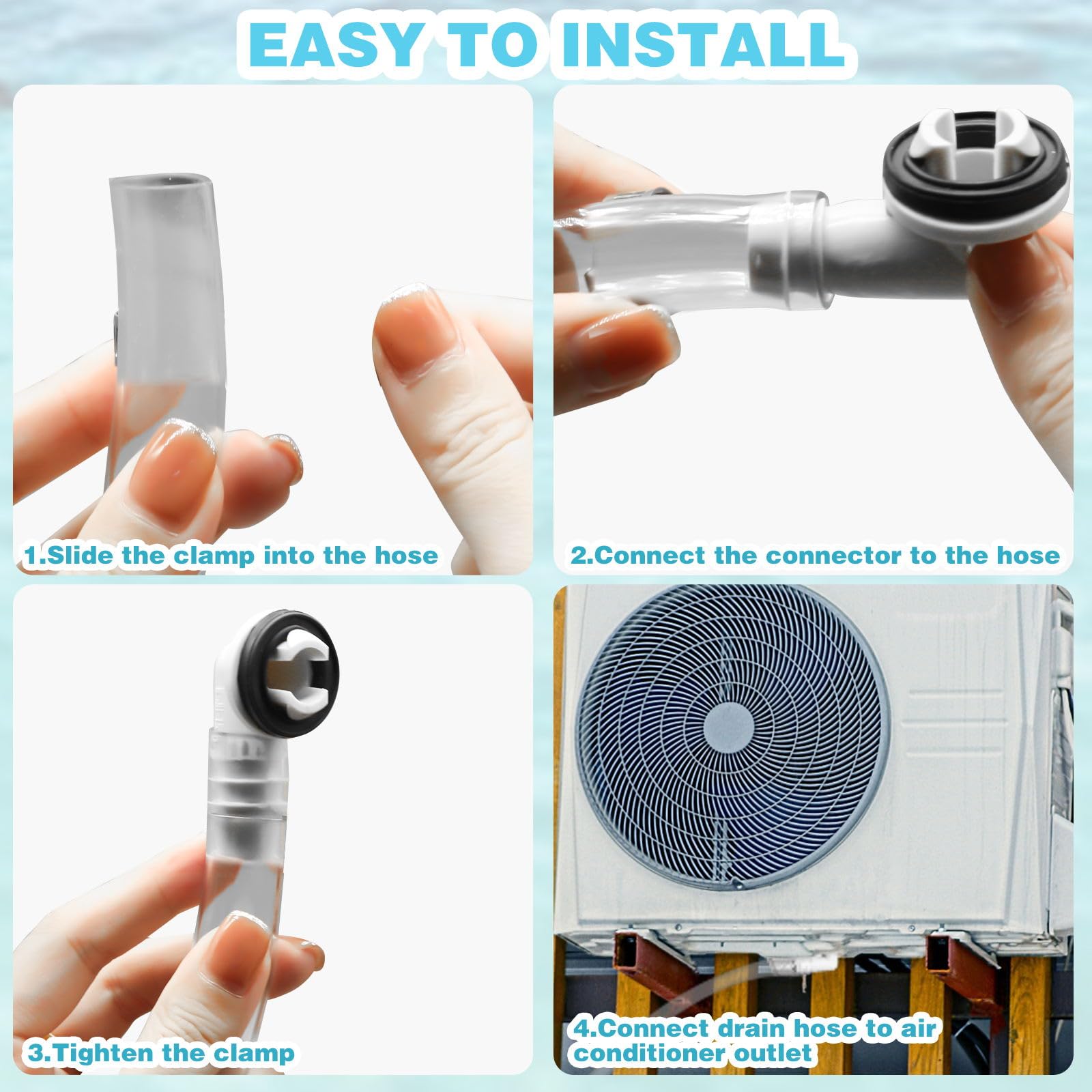 6Ft Portable Air Conditioner Drain Hose, 3/5 Inch Leakproof AC Drain Hose Kit, Universal AC Drain Hose Drain Pipe Replacement with Hose Connector and Clamp, Window Air Conditioner Unit Parts