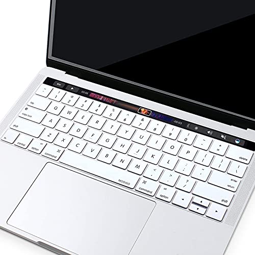MOSISO Keyboard Cover Compatible with MacBook Pro with Touch Bar 13 and 15 inch 2019 2018 2017 2016 (Model: A2159, A1989, A1990, A1706, A1707), Silicone Skin Protector, White