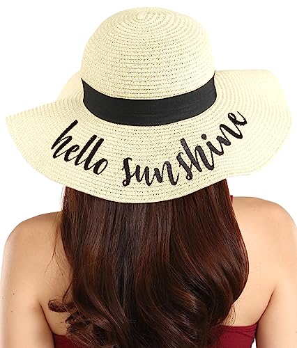 Brook + Bay Embroidered Summer Hats for Bachelorette Party - Floppy Sun Hats for Bridal Shower - Women Beach & Vacation Hat Hello Sunshine