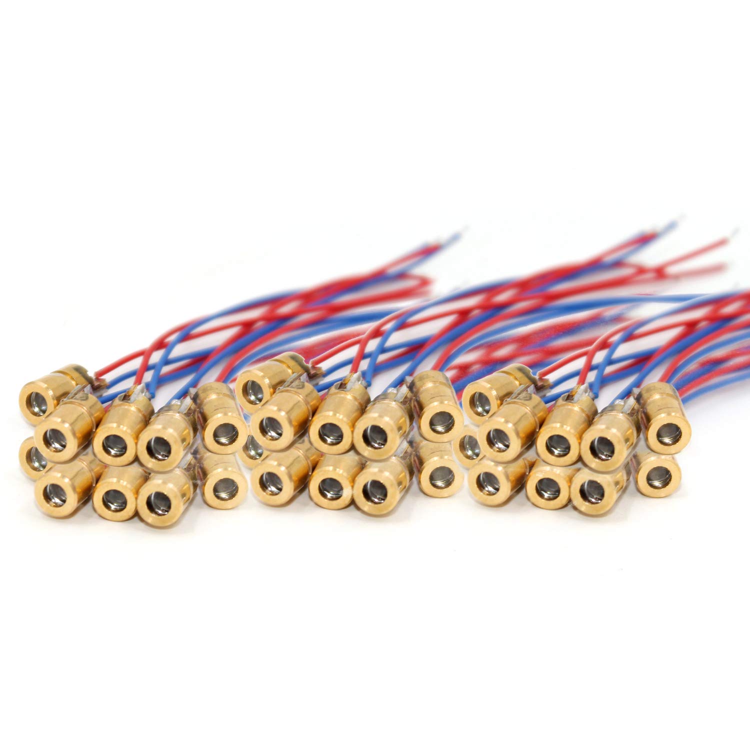 WOWOONE Laser Diode, 30pcs Mini Red Laser Diode Laser, 5V 650nm 5mW, Red Dot Laser Head, with Leads Head Outer Diameter 6mm