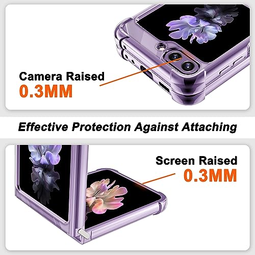 DREOLA Compatible for Samsung Galaxy Z Flip 5 Case, Galaxy Z Flip 5 Clear Phone Case Cover with Four Corners Airbag Fall Prevention, Slim Thin Shockproof Protective Case for Samsung Z Flip 5 (Purple)