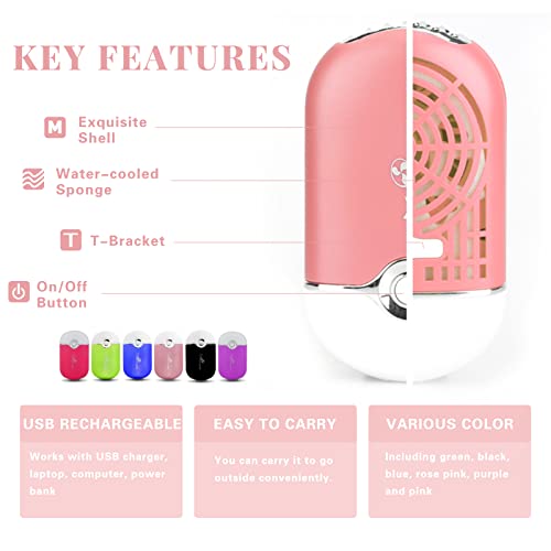 GreenLife® Eyelash dryer Bladeless Handheld Mini Cooling Fan Air Conditioning Blower for Eyelash Extension (Rose), USB Rechargeable Portable