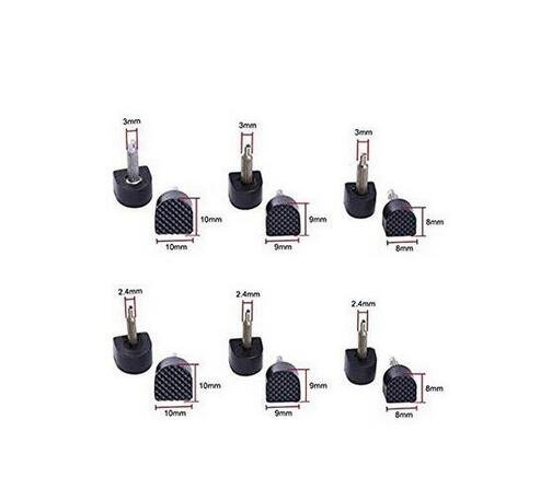 6 Pairs Black Durable U-Shape Heel Tips Replacement High Heel Caps Protectors Shoe Repair Tip Taps Shoes Dowels Lifts Replacement for Women Non-Slip (9mm, Thin Pins-2.4mm)