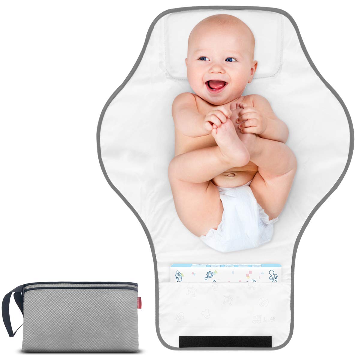 MORROLS Portable Changing Pad - Baby Diapering Travel Station for Infants & Newborns - Waterproof Changing Mats Portable with Head Cushion - Excellent Baby Gifts(26X19.7in)