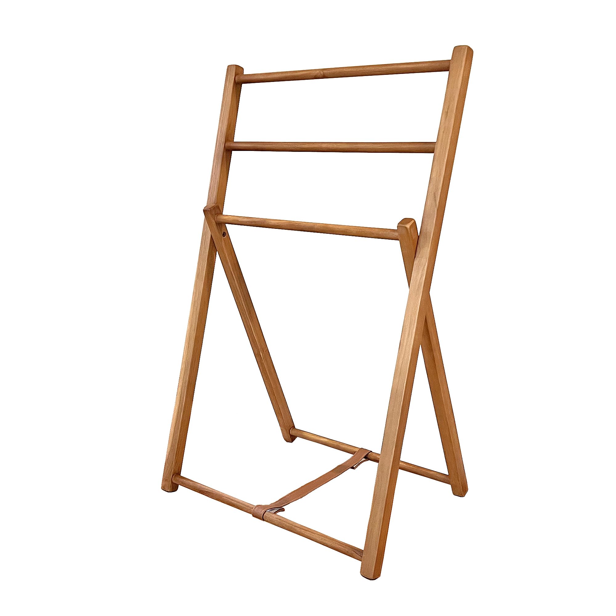 Asta Spateak Folding Towel Rack, Solid Teak 3-Bar Towel Stand, TB-341