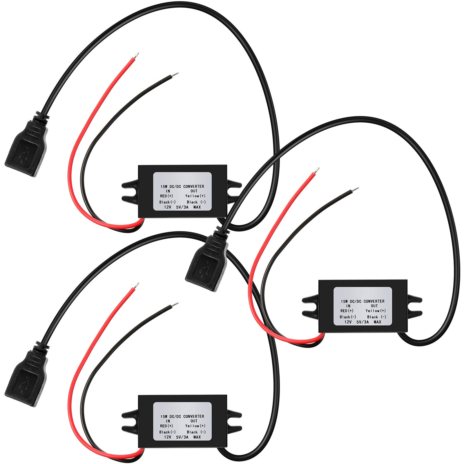 Weewooday 12V to 5V DC Converter Buck Module USB Output Power Adapter DC to DC Regulator Car Power Converter