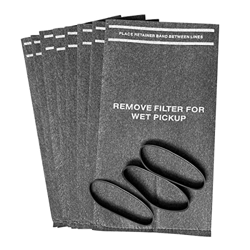 8 Pack 38737 Dust Filter Bags Replacement for Craftsman 2 to 2.5 Gallon Wet/Dry Vacuums and Powerhead Bucket Vac, Part# CMXZVBE38737 / 9-38737, with 3 Retaining Bands