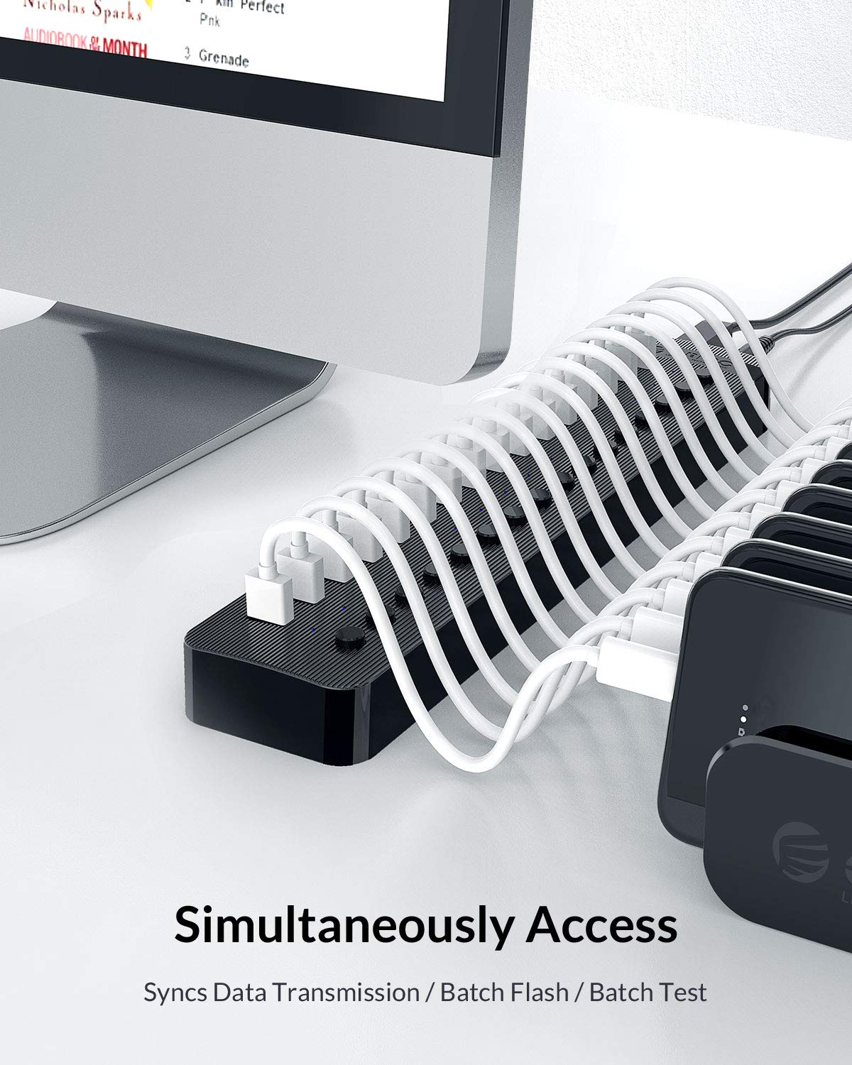 ORICO Powered USB Hub, 16 Ports 78W USB 3.0 Data Hub with BC1.2 Charging Individual On/Off Switches and 12V/6.5A Power Adapter for Desktop Computer, PC, iMac, Mobile HDD, Flash Drive