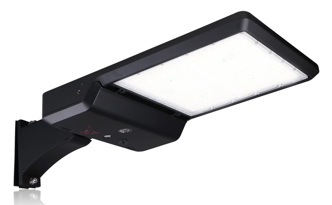 RuggedGrade 300W - Revati II Series LED Parking Lot Light with Photocell - 43,200 Lumen - Color Selectable 3K/4K/5K - Arm Mount - Black