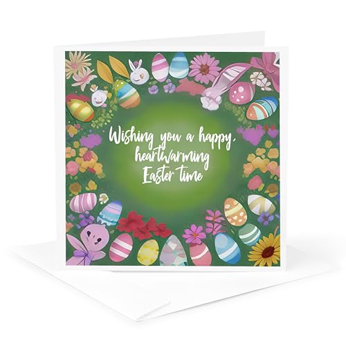 3dRose Greeting Card - Wishing you a happy, heartwarming Easter time funny colorful gift - Alexis Design - Holidays Easter